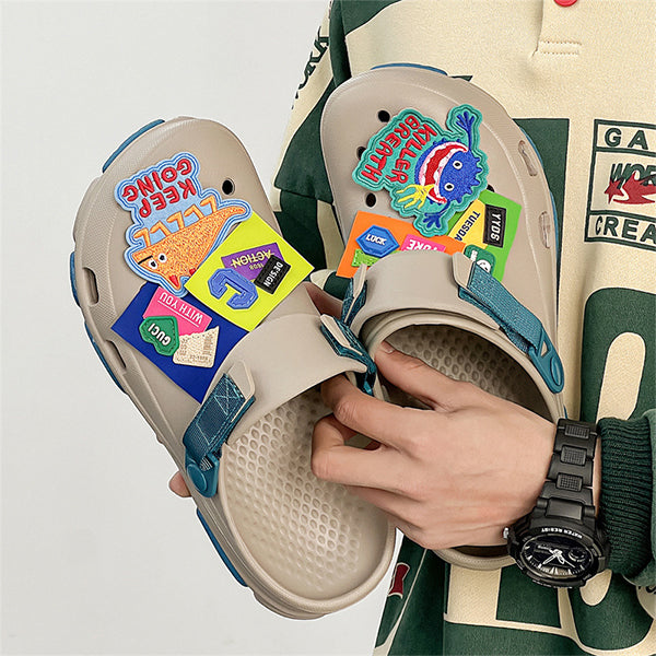 MEN'S FUN AND FESTIVE CLOGS WITH COLORFUL PATCHES MUA1821F2I – Manusual