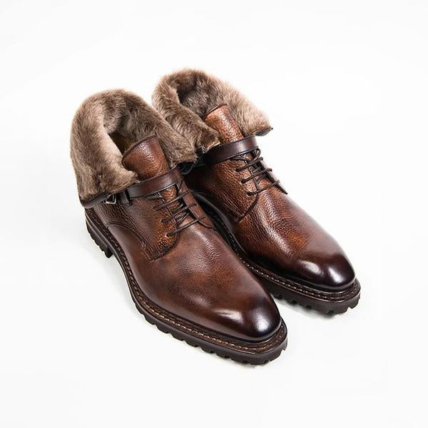 MEN'S RETRO LACE-UP FRONT LOW BOOTS WITH RAW CUFFS 42144742S – Manusual